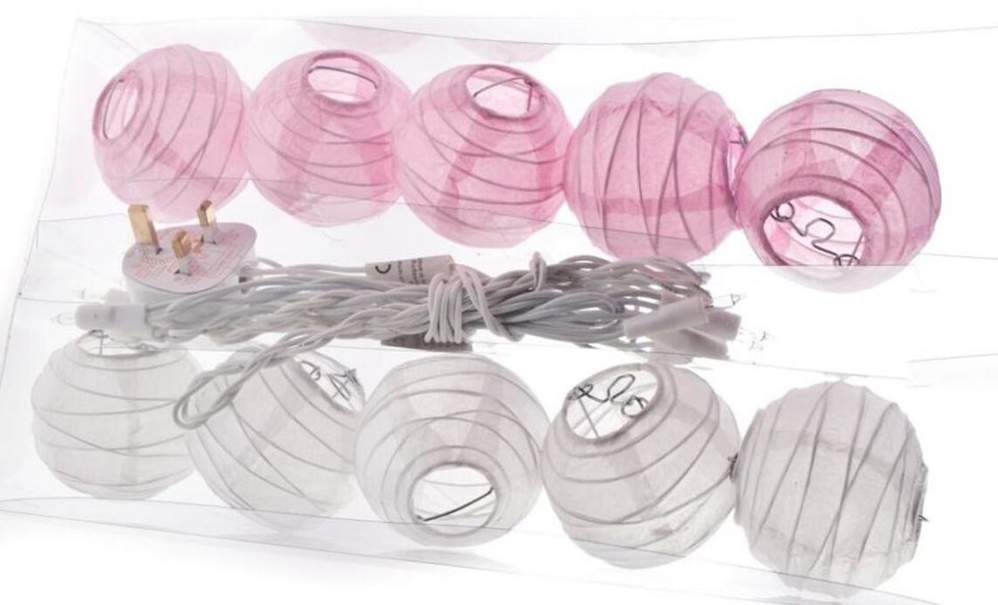 Multicolor Paper Lantern String Lights 7.5 Cm Red Blue Pink Dots For ...